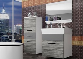 Koupelnový nábytek Belini šedý antracit Glamour Wood / šedý mat + umyvadlo + zrcadlo  KOR M 2/1/W/GW1SR/0/ZW