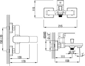 Aqualine Aqualine, FACTOR nástěnná vanová baterie, chrom, FC310