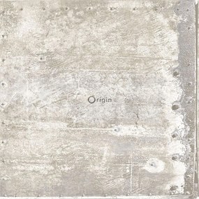 Šedobéžová metalická vliesová tapeta, imitace kovových desek s nýty 337230, Matières - Metal, Origin