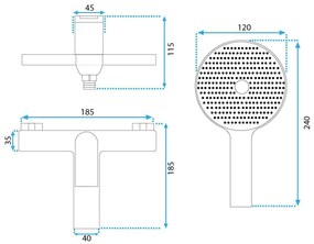 Nástěnná vanová baterie REA AVALON, černá mat