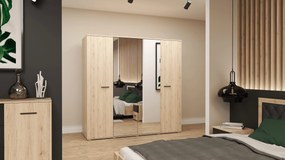 IDZ Šatní skříň BARI 4D, 200 cm Dub San Remo/Černá