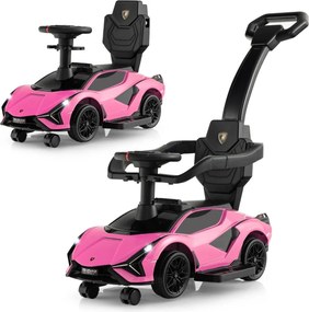 Costway 3 v 1 Lamborghini Push Car se světlomety a hudbou a – růžový