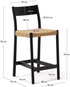 Černá/v přírodní barvě barová židle z dubového dřeva (výška sedáku 65 cm) Yalia – Kave Home