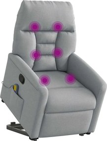 Zvedací masážní polohovací křeslo světle šedé textil 3303042