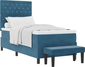 Postel s boxspringem s čelo Tmavě moddrá 200 x 90 cm samet 3344424