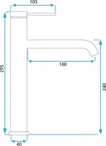 Rea Clif, vysoká umyvadlová baterie h-295, měděná matná, REA-B2088