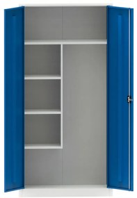 Kovona Víceúčelová kovová skříň, 4 police, 1950 x 950 x 500 mm, modré dveře