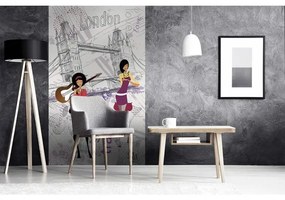 DIMEX | Dětská vliesová fototapeta na zeď Londýnský styl MS-2-0332  | 150 x 250 cm | šedá, vícebarevná