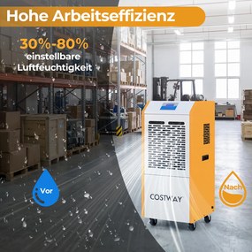 Costway Odvlhčovač 90 L/den stavební sušička komerční s vypouštěcí hadicí