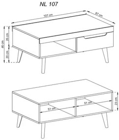 Piaski Konferenční stolek Nordi NL107 Barva: bílá