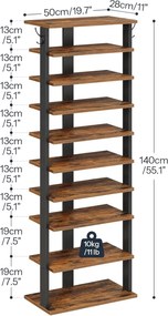 Botník Vasagle Kloudy 50 cm černý/hnědý II