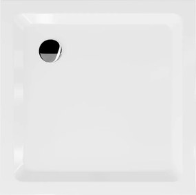 Mexen Flat čtvercový sprchový kout slim 70 x 70 cm, bílý, sifon chrom - 40107070