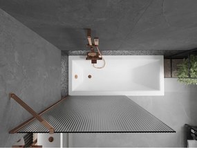 Mexen Next, vanová zástěna 1-křídlová 100 x 150 cm, fixní křídlo, 6 mm sklo s pruhy, růžové zlato profil, 895-100-000-00-09-60