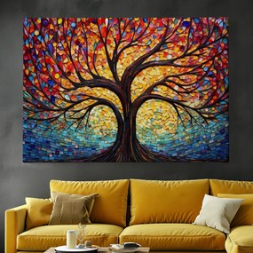 Obraz na plátně - Strom života Mozaika FeelHappy.cz Velikost obrazu: 180 x 120 cm