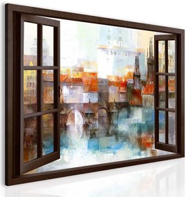 3D obraz okno pražské panorama Velikost (šířka x výška): 120x80 cm