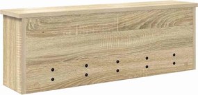 věšák, nástěnný, 4 poličky, háčky, kompozitní dřevo, 26x75x16 cm, dub sonoma, Dekorino TK20260021