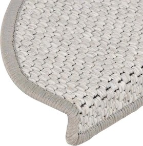 Samolepicí nášlapy na schody sisal 15 ks 65 x 21 x 4 cm platina 326870