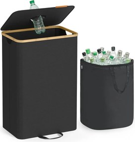 Třídicí koš na lahve a plechovky ECOVIA, 100l, černá/béžová SongmicsHome