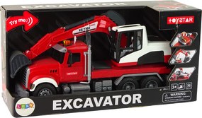 LEAN Toys Nákladní auto s bagrem, traktor, bagr, zvuky, světla