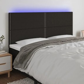 Čelo Postele S Led Černé Textil Černá 200 x 5 x 118/128 cm
