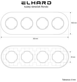 Elhard Kulatý čtyřrámeček Rondo, bílý RD3004W