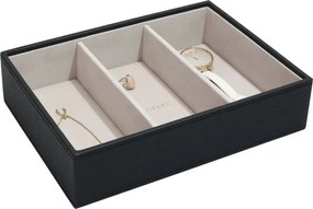 Krabička na šperky Stackers se 3 přihrádkami classic černá samet