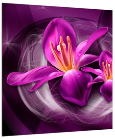 Moderní fialový obraz květů (40x40 cm)