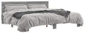 Rám postele šedý sonoma 180 x 200 cm kompozitní dřevo a kov