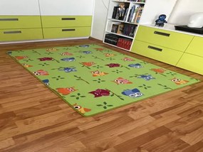 Vopi | Dětský koberec Sovička 5261 zelená - 1 m2 Sovička 5261 zelená S OBŠITÍM