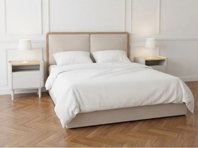 Béžová/starorůžová čalouněná dvoulůžková postel s úložným prostorem s roštem 180x200 cm Mara – Bobochic Paris