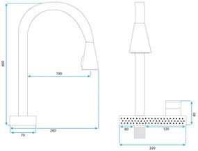 Rea Conor, kuchyňská baterie h-400, zlatá matná, REA-B6312