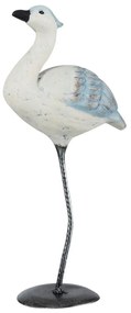 Dekorace modro-bílý ptáček na kovové noze - 13*9*31 cm