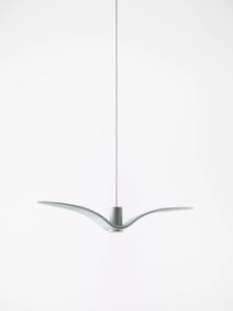 Designové závěsné svítidlo Brokis Night Birds PC962 Povrch Montury: Stříbrný elox, Barva skla: Šedá kouřová - masiv, Povrch baldachýnu: kov - černý matný komaxit