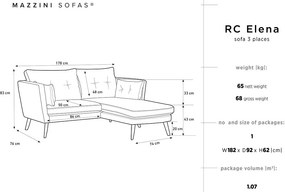 MAZZINI SOFAS Třímístná rohová pohovka Elena pravý roh