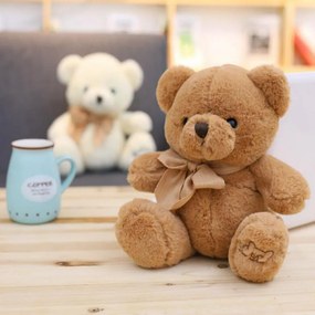 LEAN Toys Plyšový medvídek velký s mašlí hnědý 40 cm