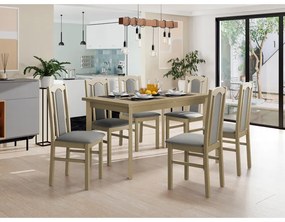 Rozkládací jídelní stůl se 6 židlemi AL08, Barva dřeva: ořech-L, Potah: 26x - Kronos 22