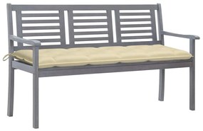 3místná zahradní lavice s poduškou 150 cm šedá eukalyptus,  3061067
