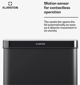 Klarstein Touchless, senzorový odpadkový koš, 60 l, z nerezavějící oceli, Soft-Close zavírání, napájen baterií, LED displej, časovač