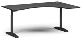 Výškově nastavitelný stůl OBOL, elektrický, 675-1325 mm, ergonomický pravý, deska 1800x1200 mm, černá zaoblená podnož, grafit