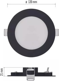 EMOS Černý vestavný LED panel kulatý 120mm 7W CCT Premium ZD1323