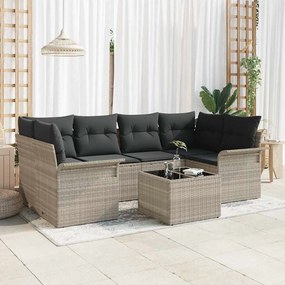 Sada zahradních pohovek 7 ks Světle šedá polyratan 3345262