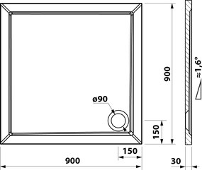 Bruckner Bruckner, ELSE sprchová vanička z litého mramoru, čtverec 90x90cm, bílá, 800.112.4