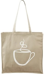 Plátěná taška Carry - Jednotahové - Šálek Barva tašky: PŘÍRODNÍ, Barva motivu: BÍLÁ