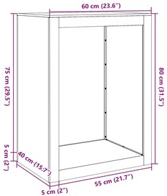 vidaXL Stojan na palivové dřevo 60x40x80 cm povětrnostně odolná ocel