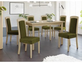 Rozkládací stůl se 6 židlemi - AL26, Barva dřeva: sonoma-L, Potah: Zetta 297