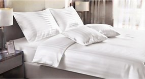 Bílé 3dílné povlečení na jednolůžko 140x200 cm Hotel stripe – JAHU collections