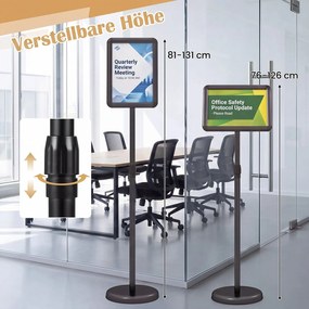 Costway Informační stojan A4 81–131 cm Výškově nastavitelný držák na jídelní