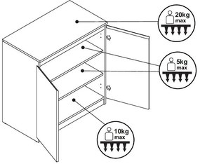 Skříňka 2-dveřová Carlos, dub artisan/grafit, 75 cm