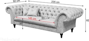 Askont Chesterfield Preston: Pohovka 3M Light Gray