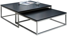 Moebel Living Set dvou černých konferenčních stolků Glam 75/65 cm